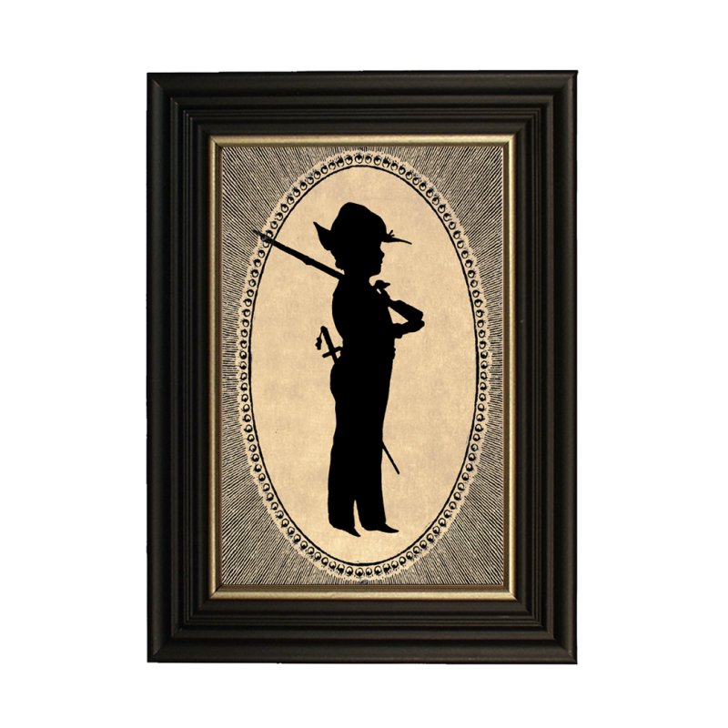Framed Colonial Boy with Rifle Printed Vintage Silhouette - Schooner ...