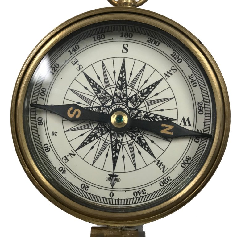 Antiqued Brass Compass with Lid – Schooner Bay