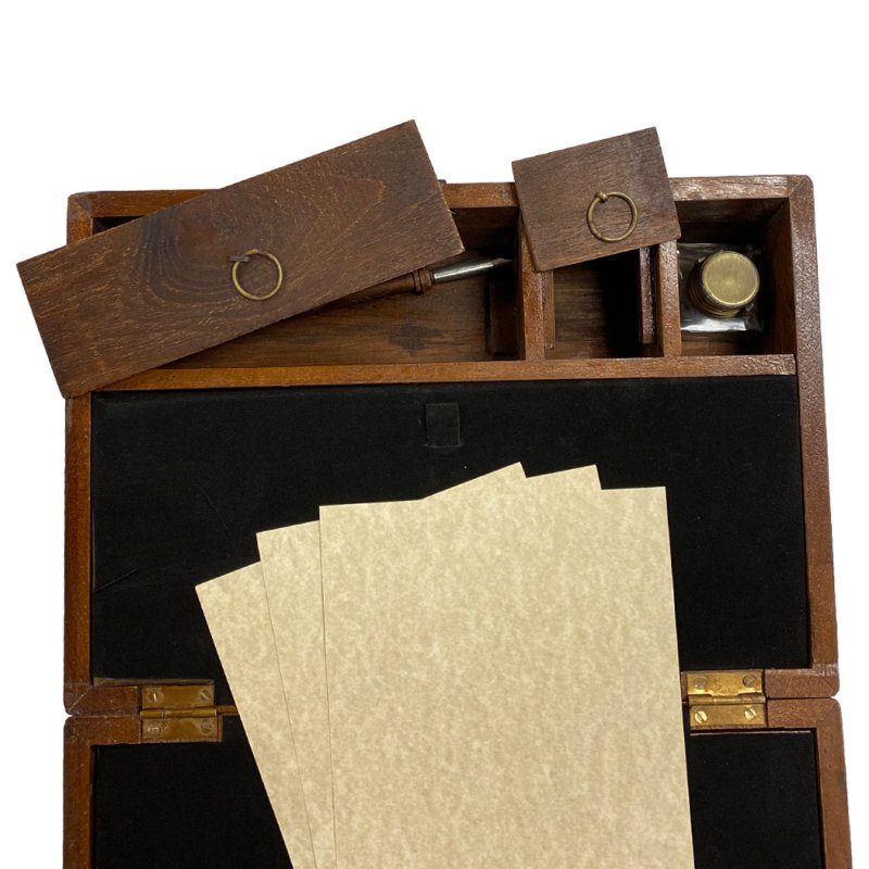 12" Wooden Writing Lap Box with Inkwell - Ink - Nib Pen and Paper ...