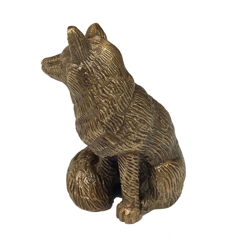 2-1/2" Antiqued Brass Sitting Fox Paperweight Tabletop Lodge Cabin ...