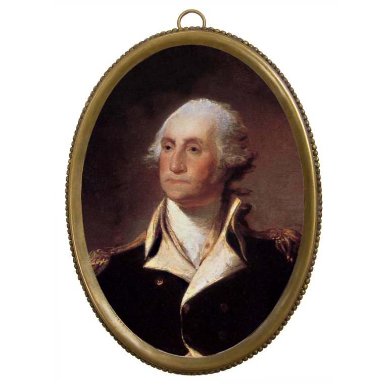 6-1/4" George Washington in Uniform Print in Antiqued Beaded Brass ...