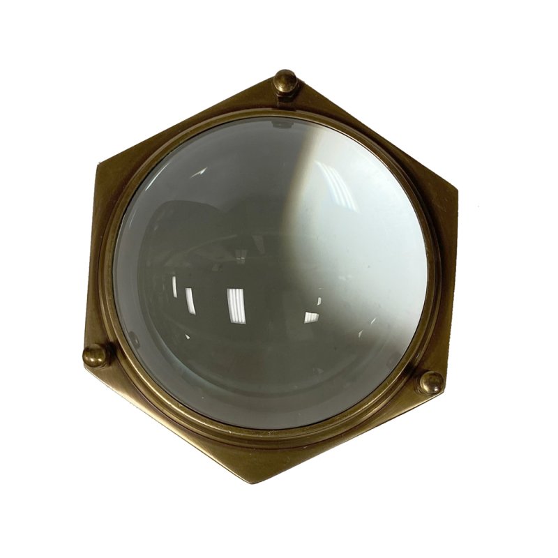 4" Antiqued Brass Hexagonal Dome Desk Magnifier - Antique Vintage Style ...
