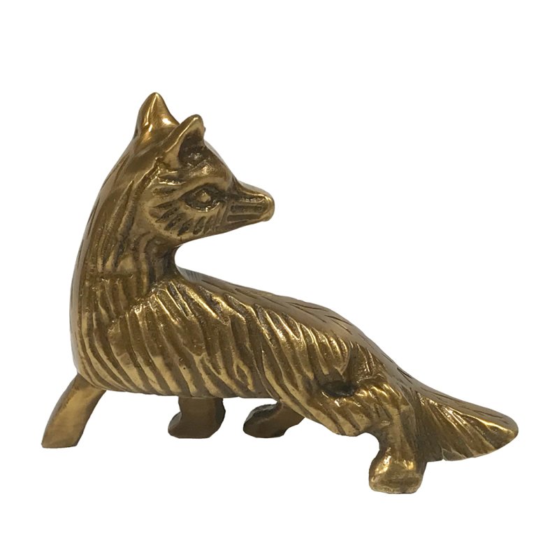 4-1/4" Antiqued Brass Sly Fox Paperweight Tabletop Decor - Schooner Bay ...