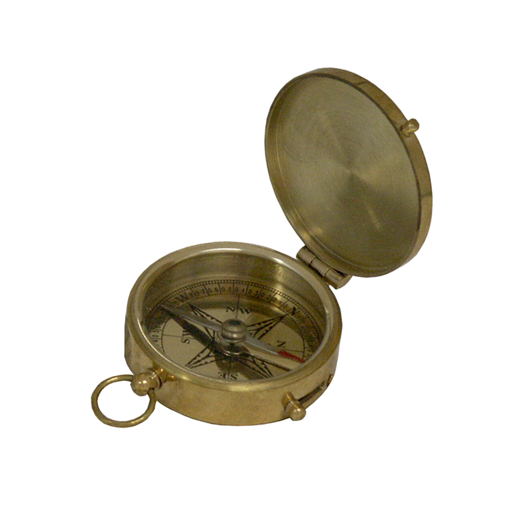 2 Solid Polished Brass Pocket Compass With Flip Top Lid Antique Reproduction Schooner Bay Company