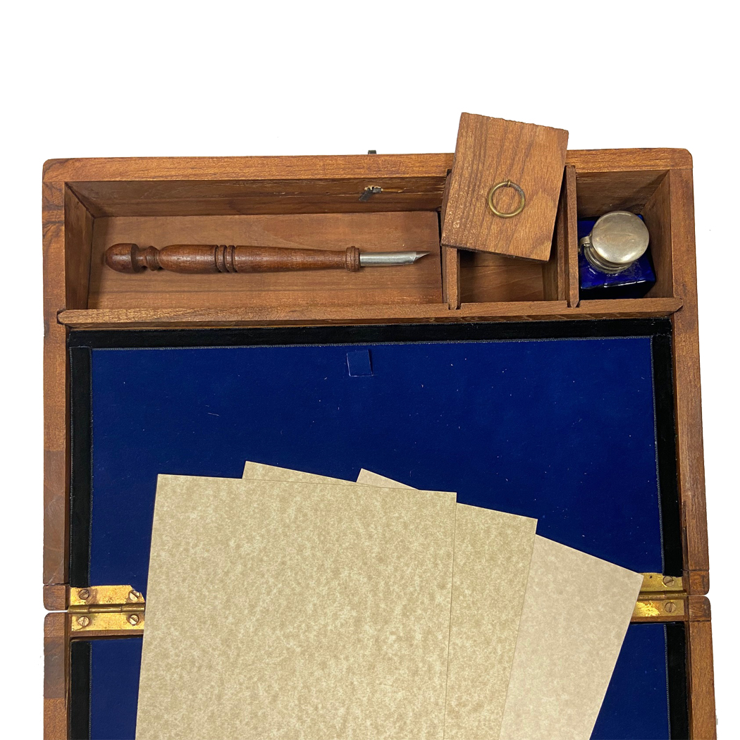 12" Wooden Writing Lap Box with Inkwell - Ink - Nib Pen and Paper ...